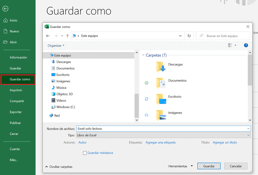 Cómo proteger un archivo de Excel con el modo solo lectura
