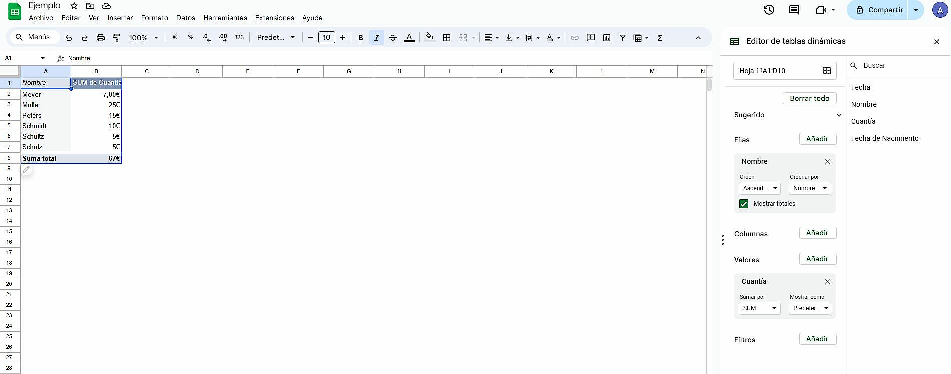 Crear y editar tablas dinámicas en Google Sheets - IONOS España